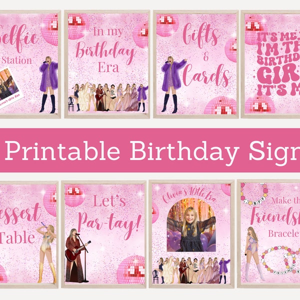 Editable Eras Birthday Posters,eras Birthday Signs,eras Birthday Party ...