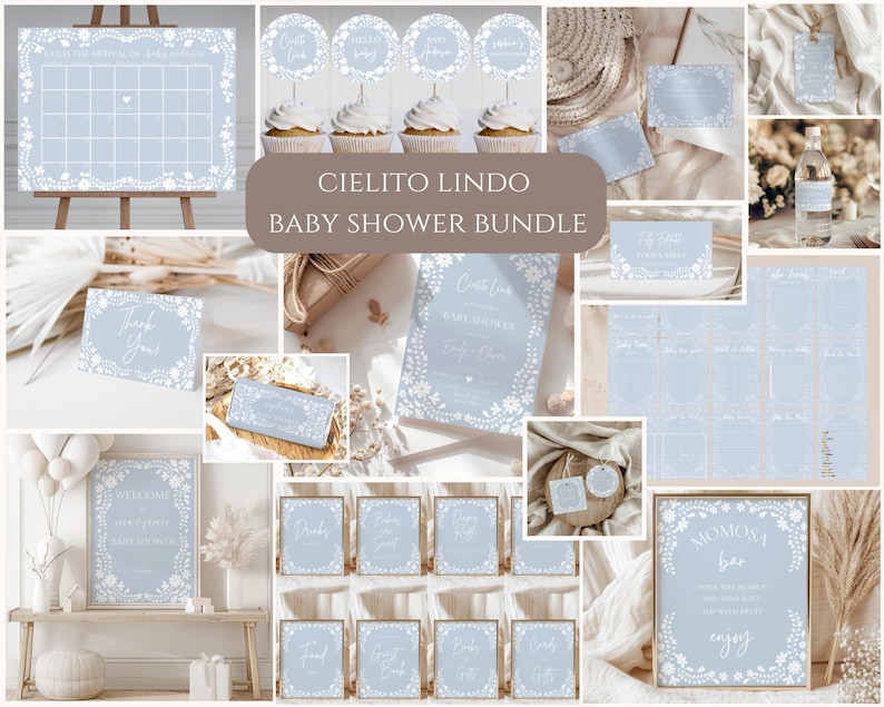 Blue Cielito Lindo Baby Shower Bundle,mexican Themed Baby Shower Bundle ...