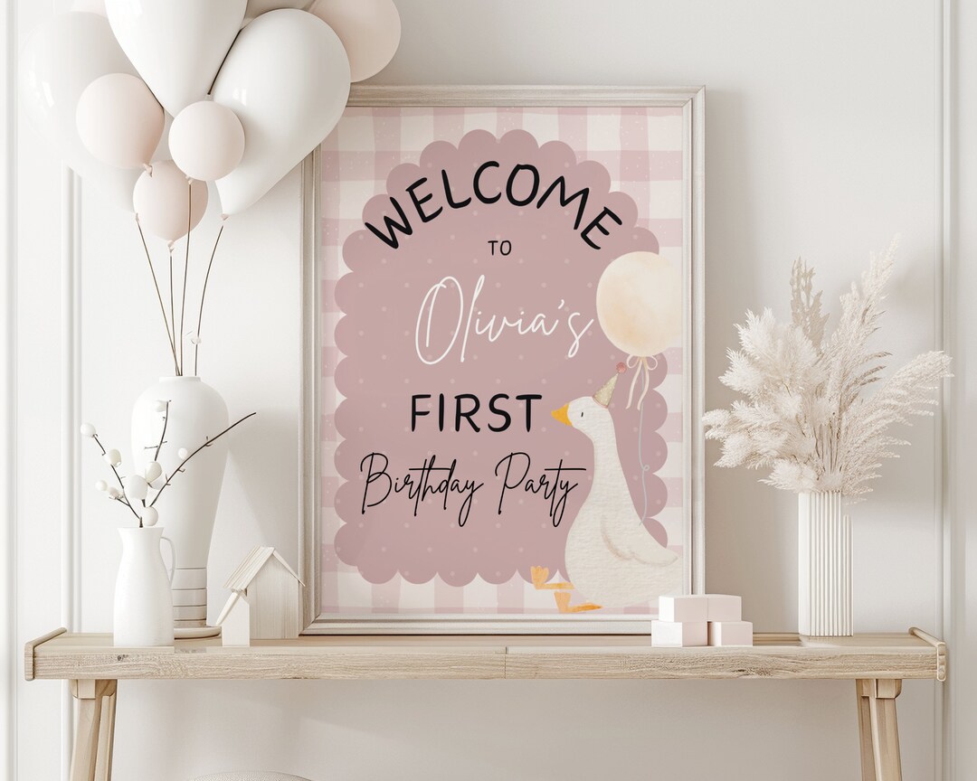 Pink ONE Silly Goose Birthday Party Welcome Sign,first Birthday Party ...