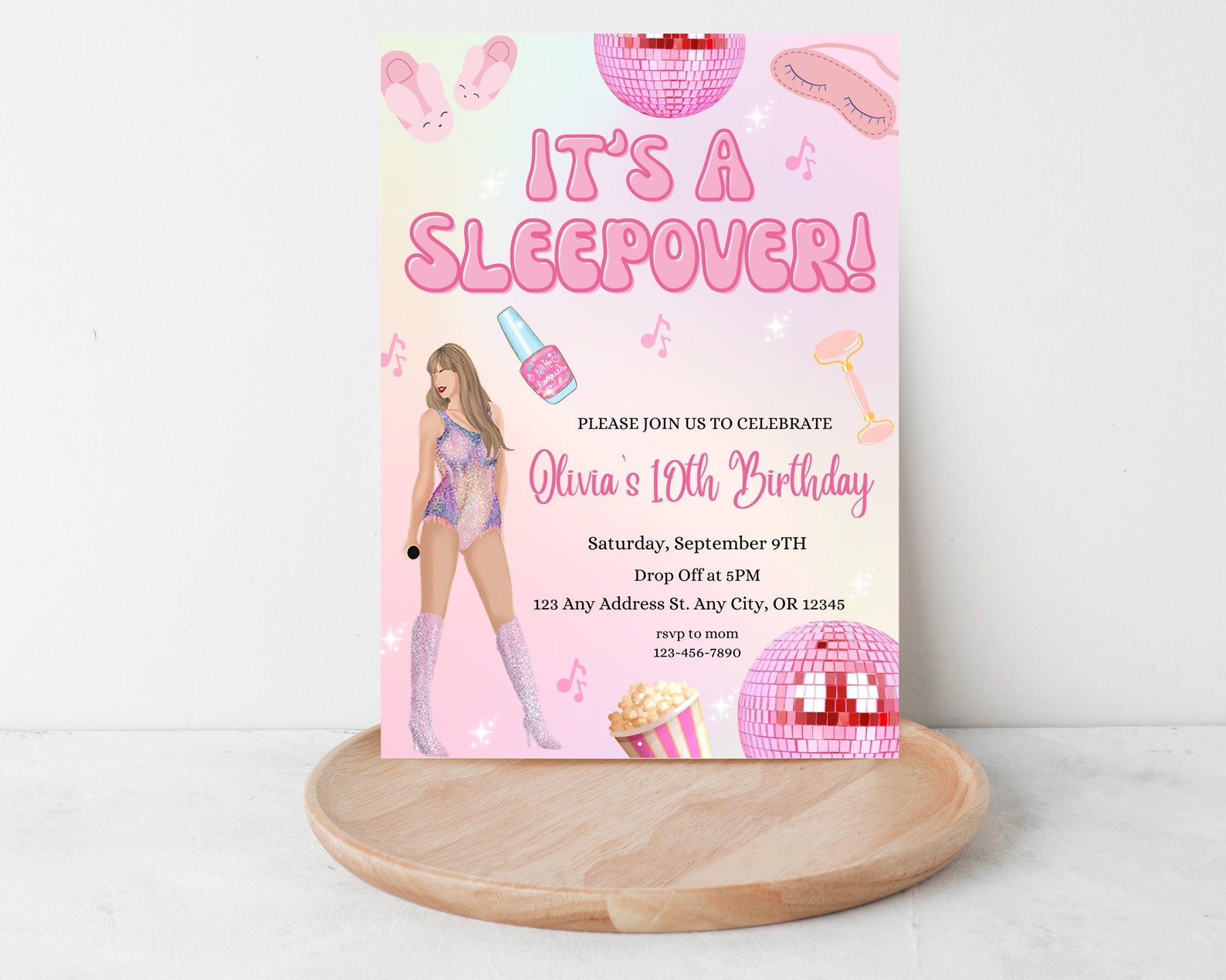 Taylor Birthday Sleep Over Invitation Template,birthday Era Sleepover ...