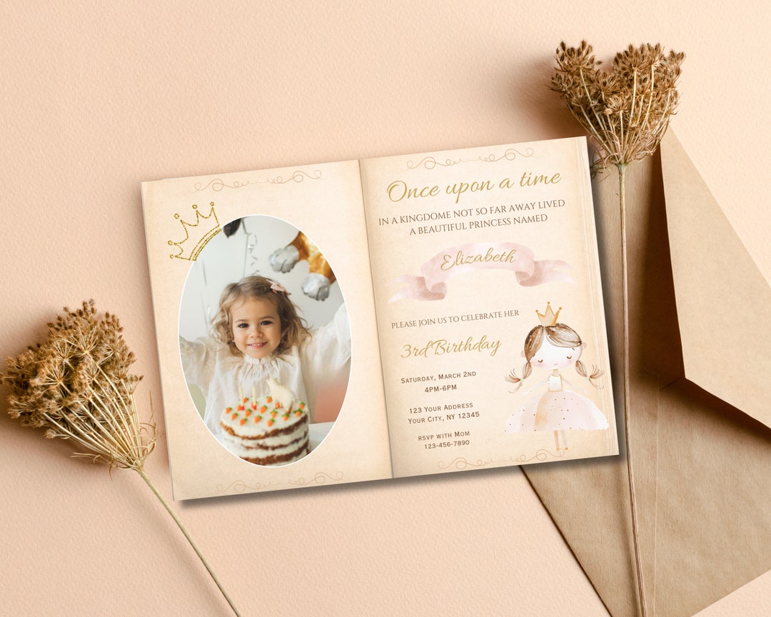 Royal Princess Birthday Invitation Template: Editable Storybook Invite ...