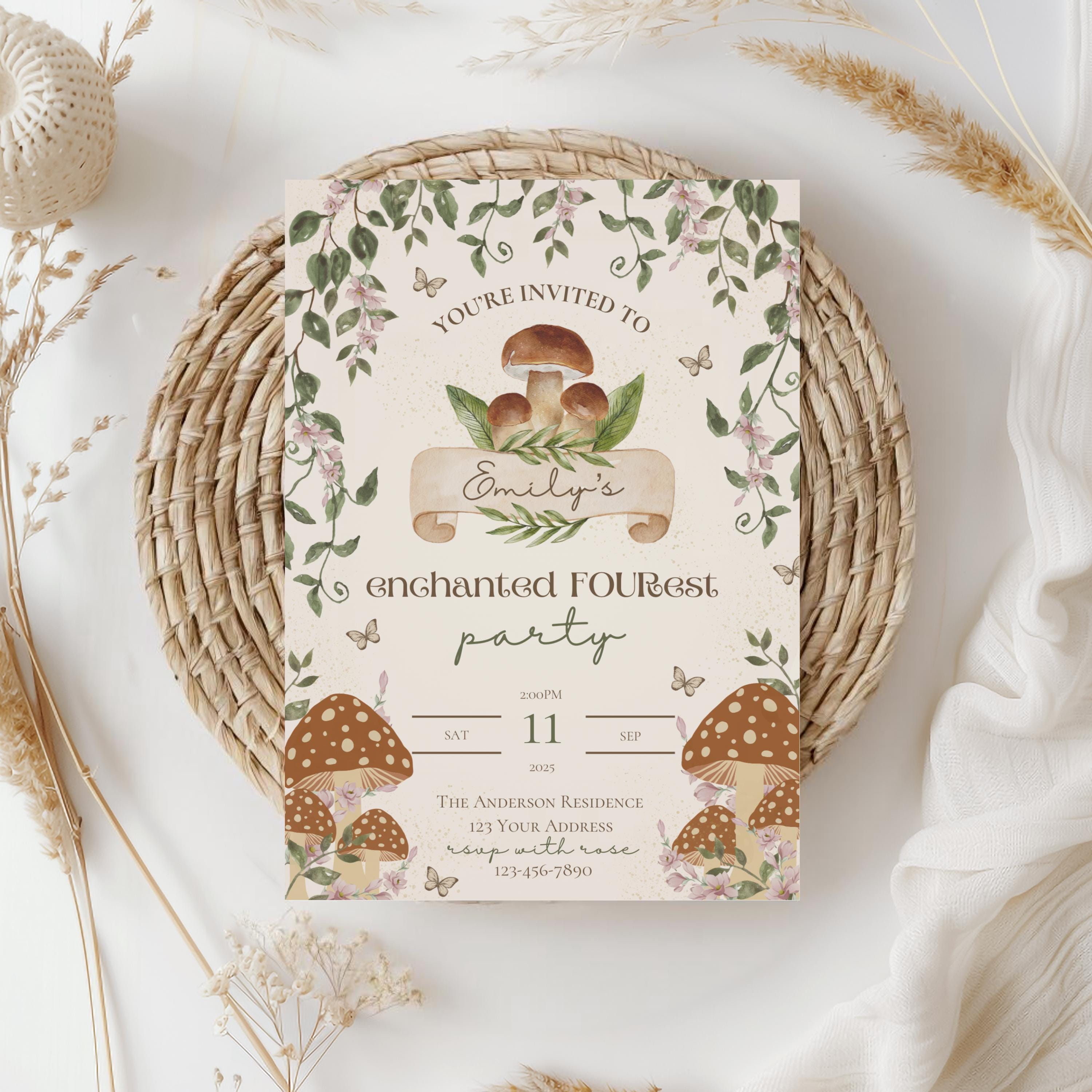 Enchanted Fourest Birthday Party Invitation,girl Enchanted Forest ...