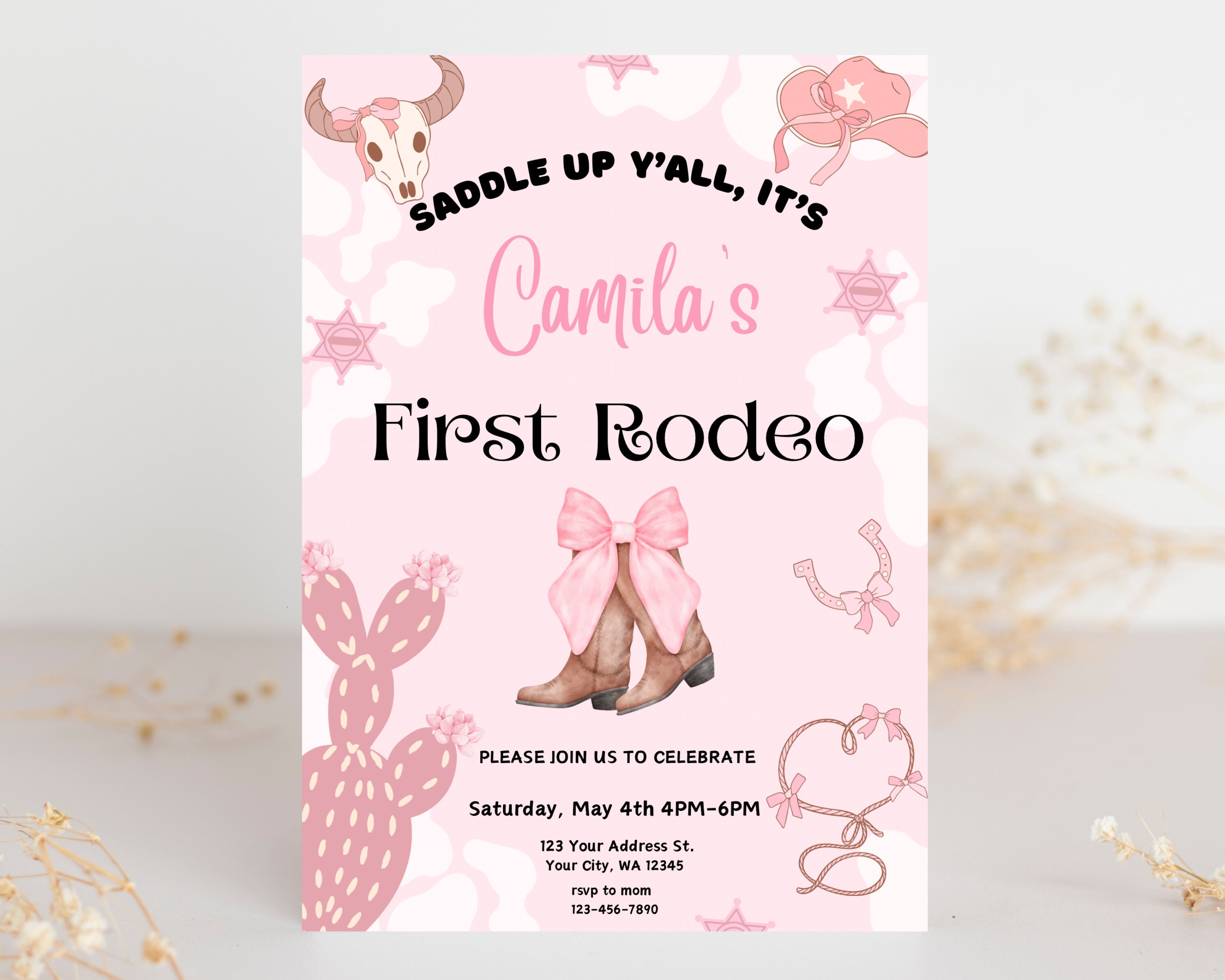 EDITABLE My First Rodeo Birthday Invitation,first Birthday Party ...