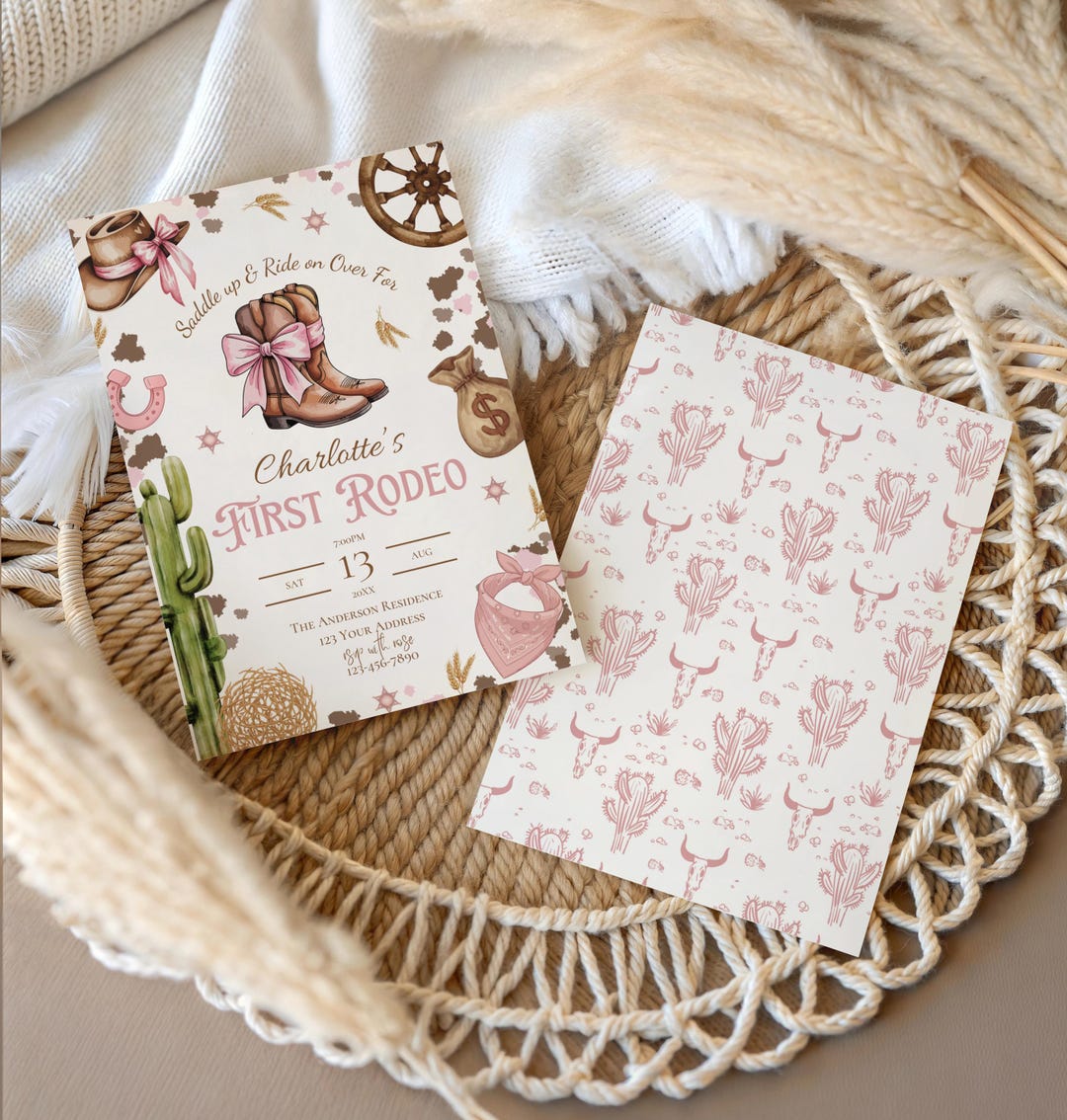 First Rodeo Birthday Party Invitation,cowgirl First Birthday Party ...