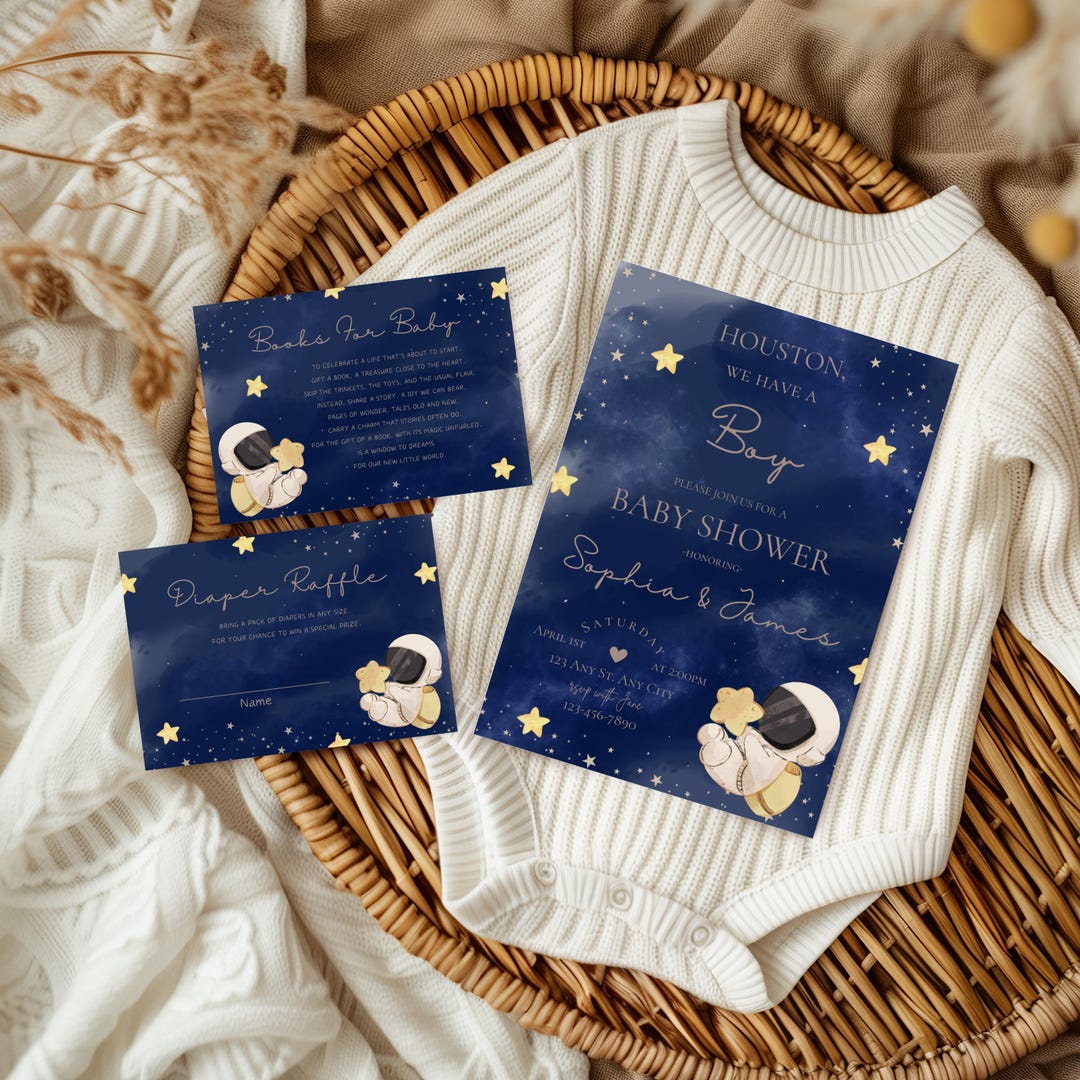 Houston,we Have a Boy Baby Shower Invitation Suite,space Baby Shower ...