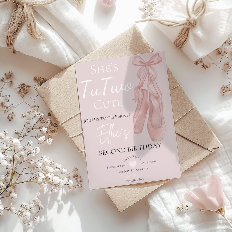 Shes Tutwo Cute Birthday Party Invitation,tutu Birthday Invite ...