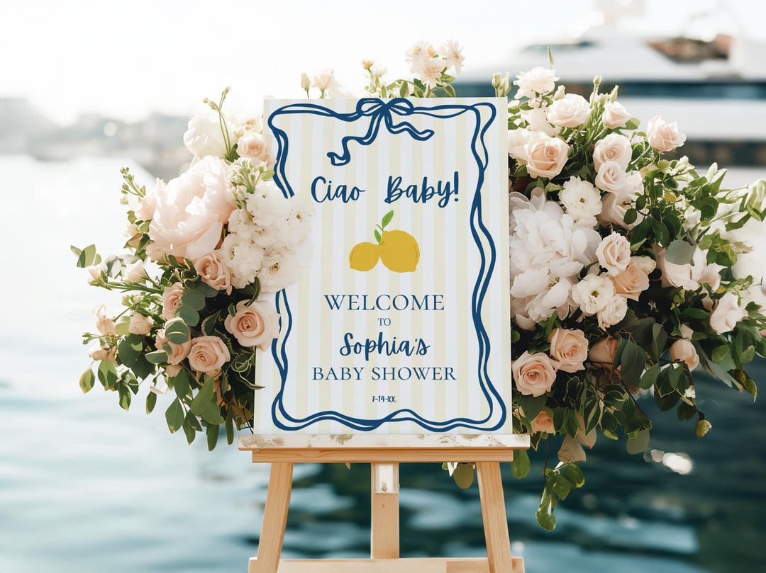 Ciao Baby Lemon Baby Shower Welcome Sign,italian Baby Shower Decor ...