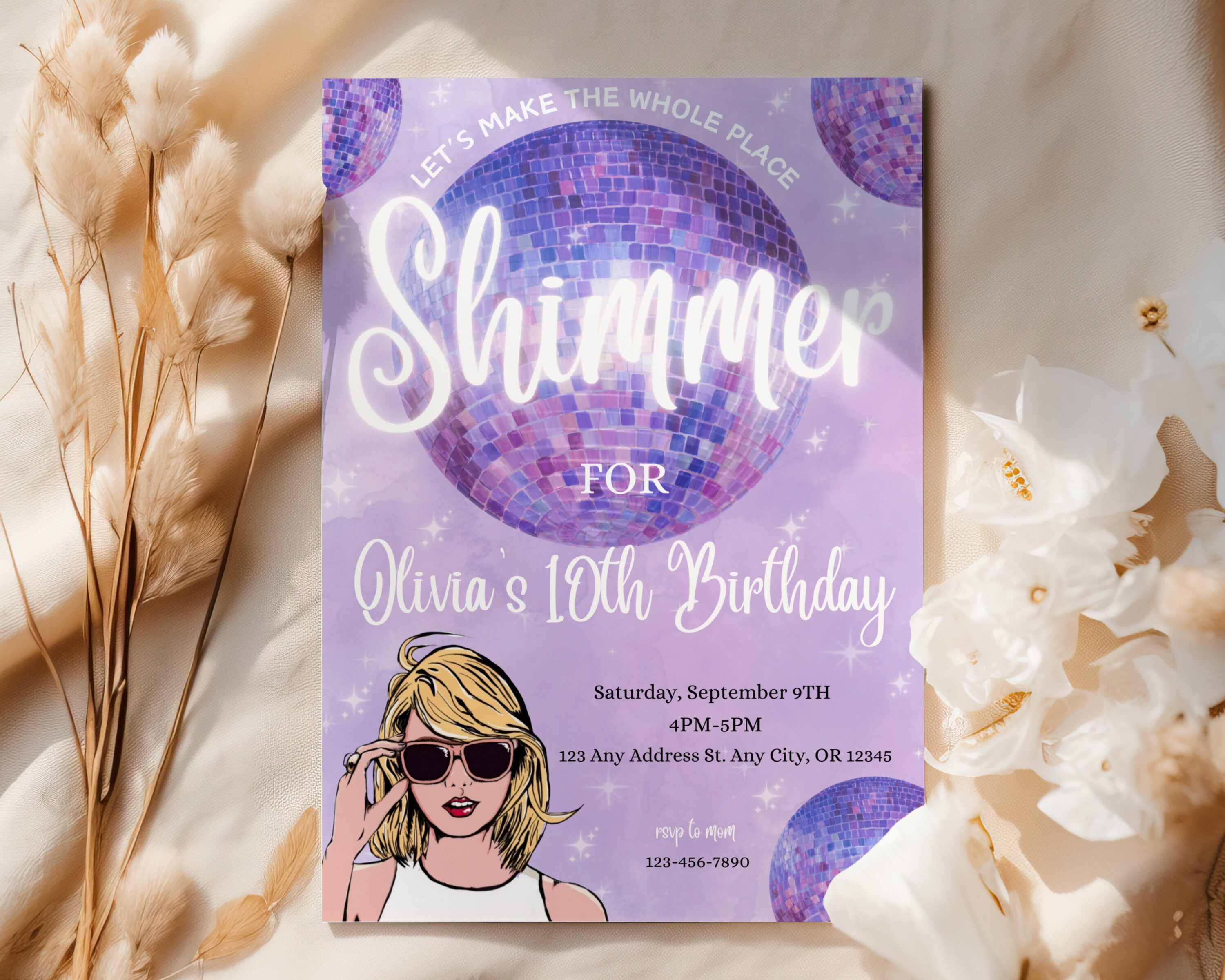 Taylor Birthday Party Invitation Template, Editable Eras Birthday ...