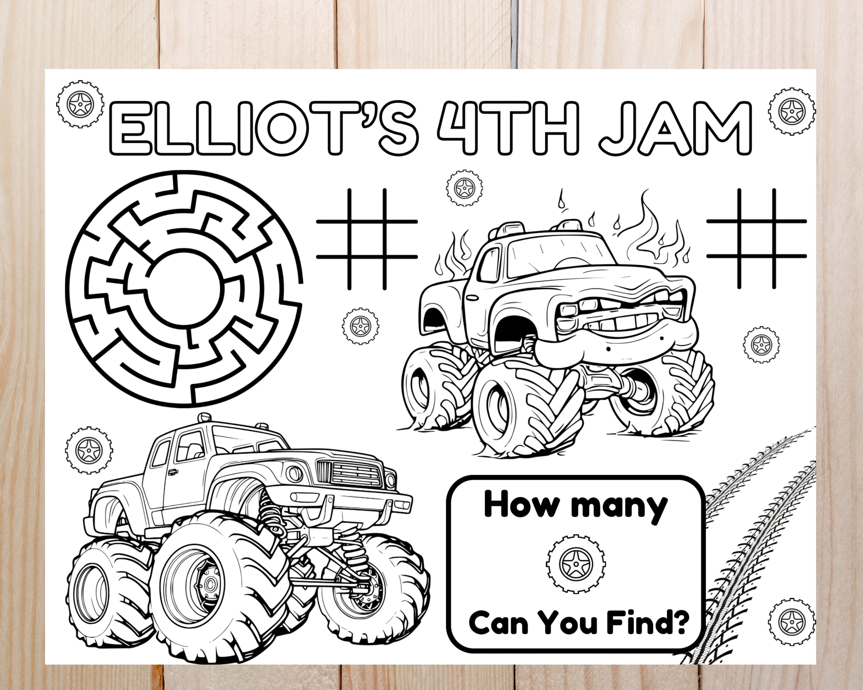 Monster Truck Customizable Coloring Page,monster Truck Themed Coloring ...