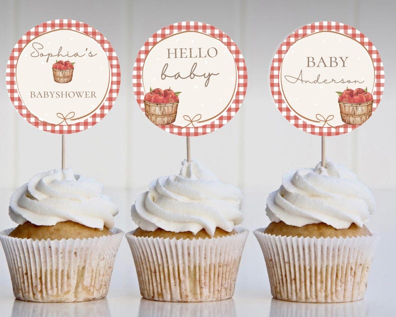 The Apple of Our Eye Baby Shower Cupcake Toppers,apple Baby Shower ...