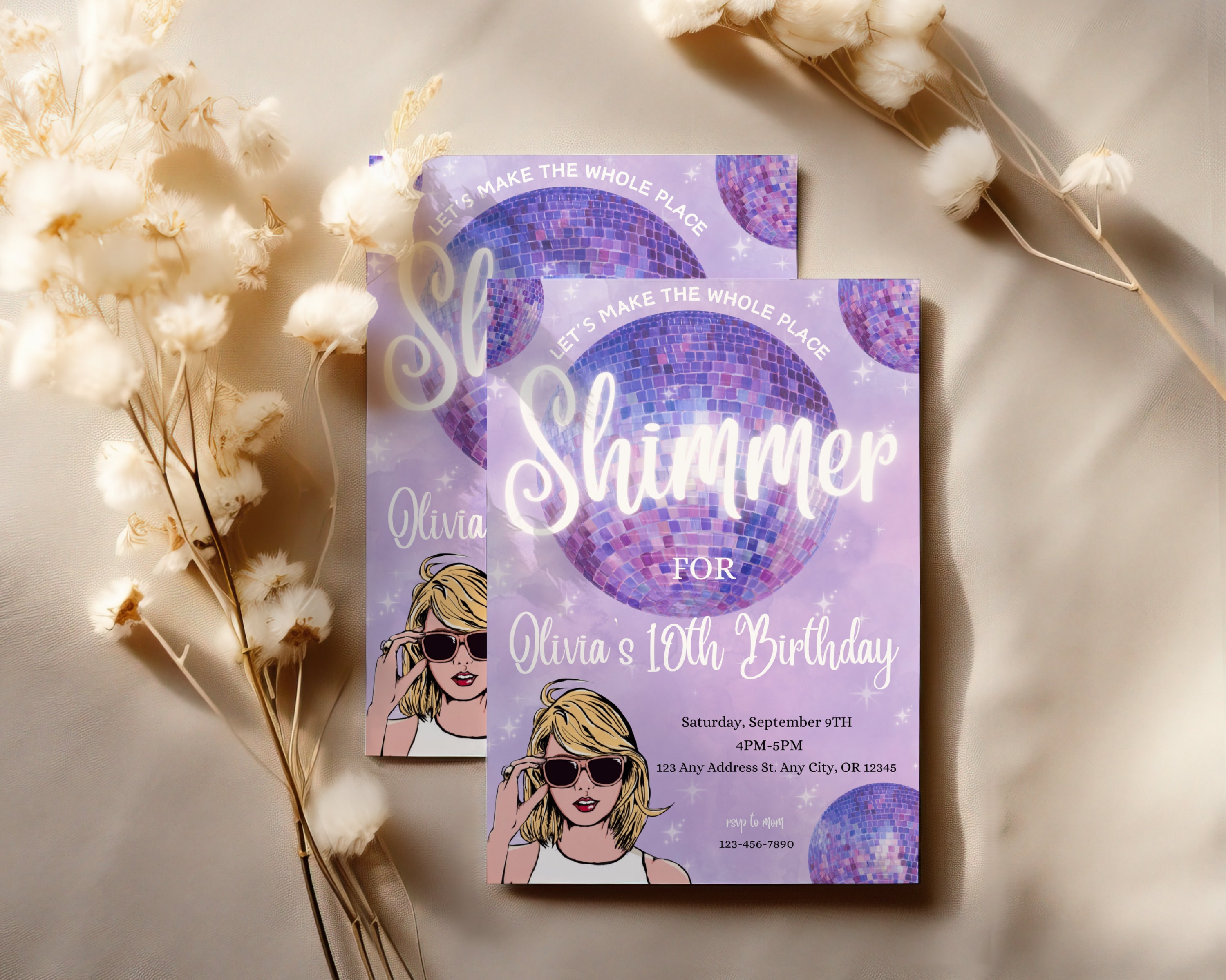 Taylor Birthday Party Invitation Template, Editable Eras Birthday ...