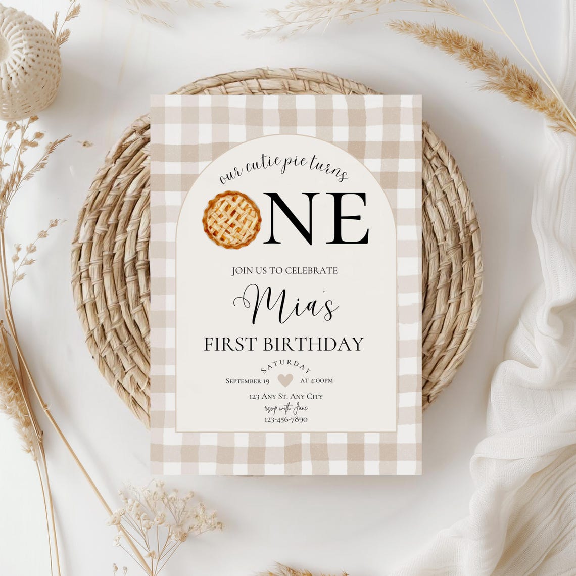 Our Little Cutie Pie Turns ONE Birthday Party Invitation,cutie Pie ...