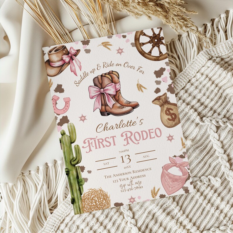 First Rodeo Birthday Party Invitation,cowgirl First Birthday Party ...