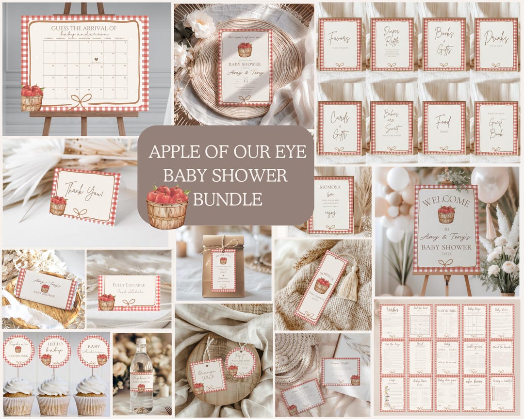 The Apple of Our Eye Baby Shower Bundle,apple Baby Shower Theme,gender ...