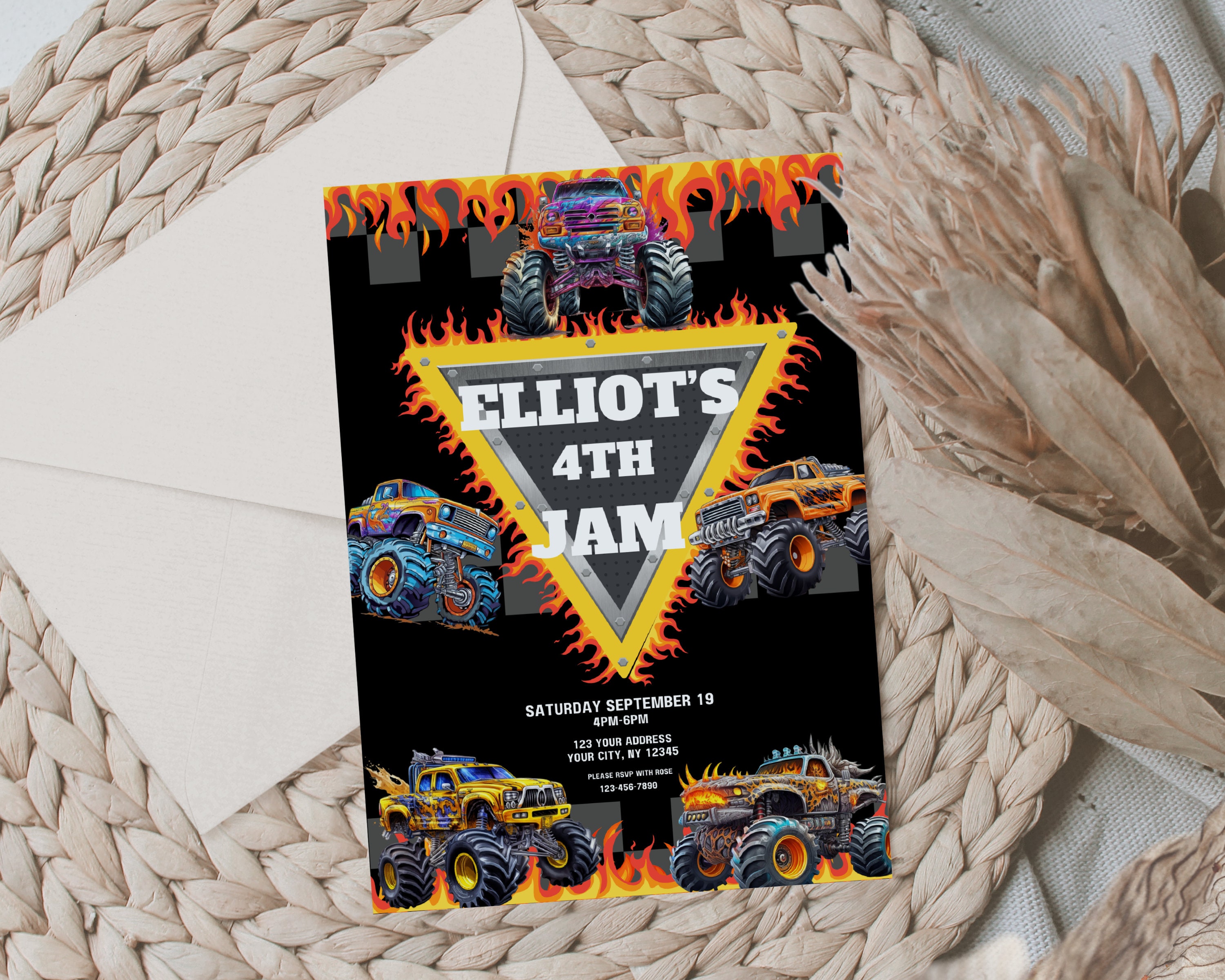 EDITABLE Monster Truck Birthday Invitation,trucks Birthday Invitation ...