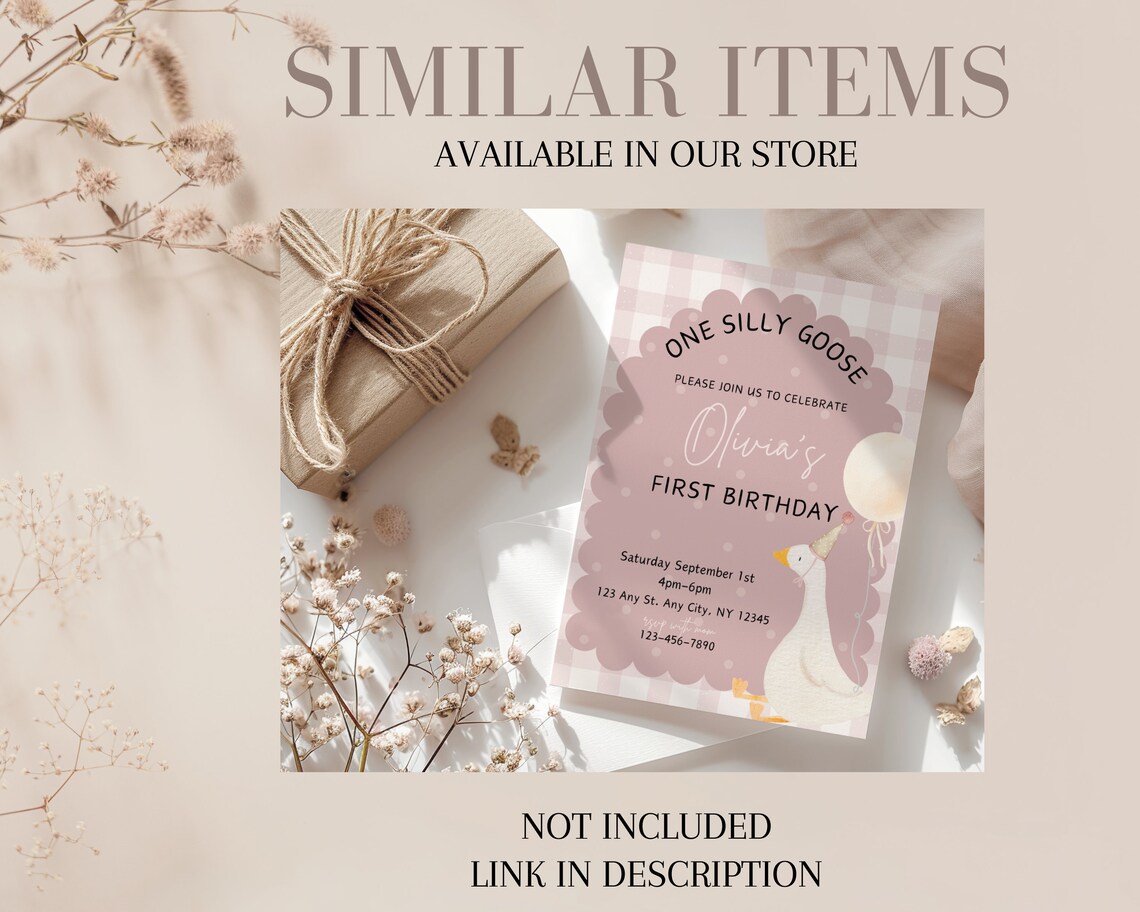 Pink Silly Goose 1st Birthday Thank You Tag (editable Template) - Etsy