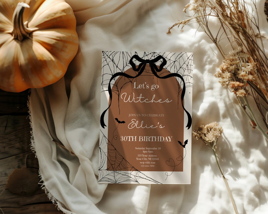 Lets Go Witches Birthday Invitation,witches Halloween Party,halloween ...