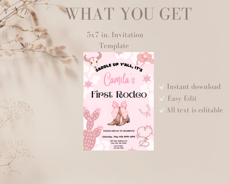 EDITABLE My First Rodeo Birthday Invitation,first Birthday Party ...