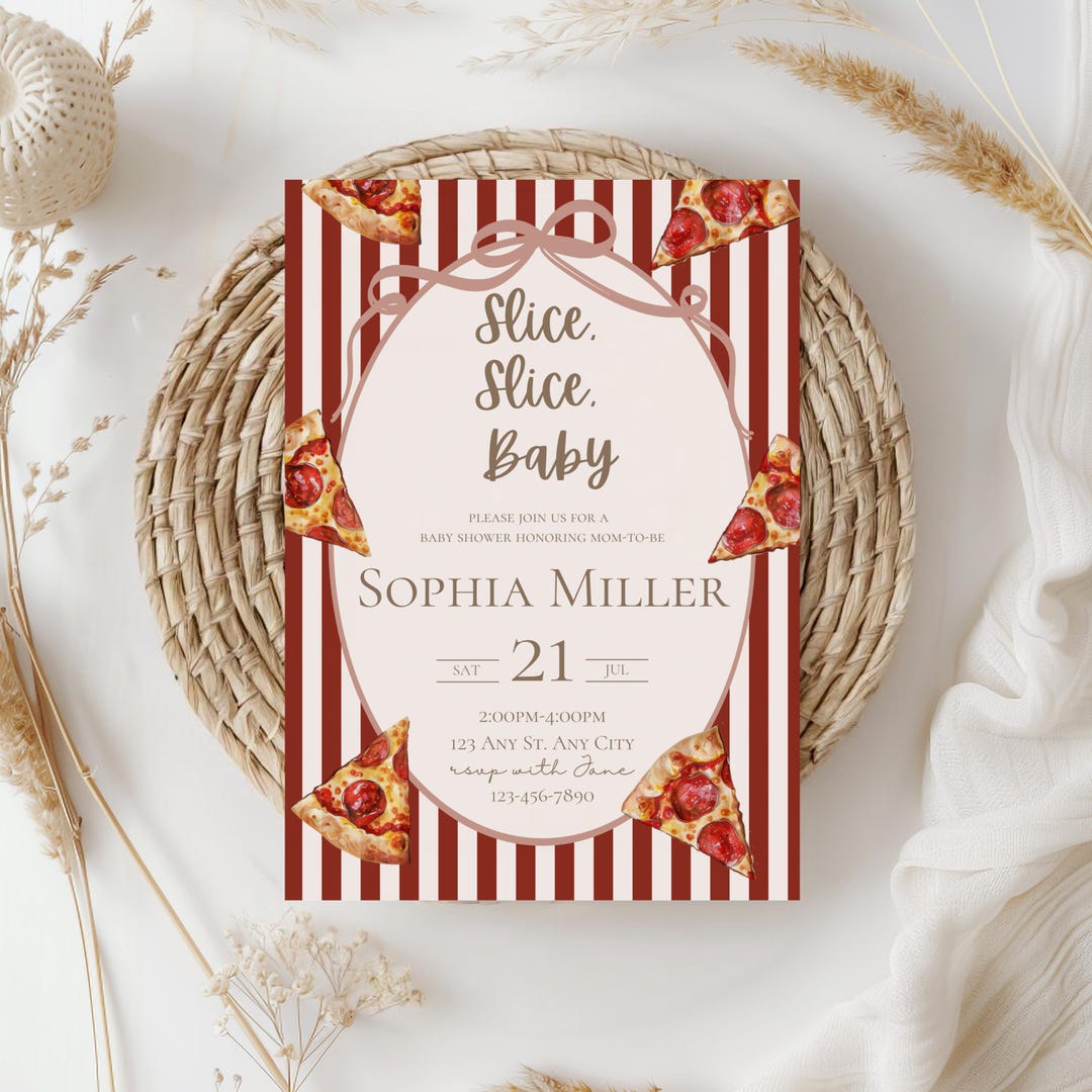 Pizza Baby Shower Invitation,slice Slice Baby Invite,gender Neutral ...
