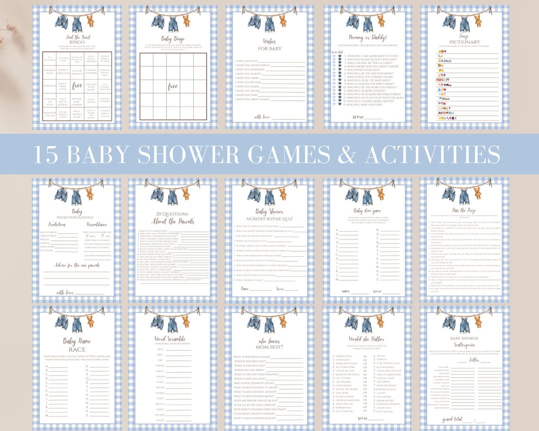 Blue Jean Baby Shower Games,denim Themed Baby Shower Activities,boy ...