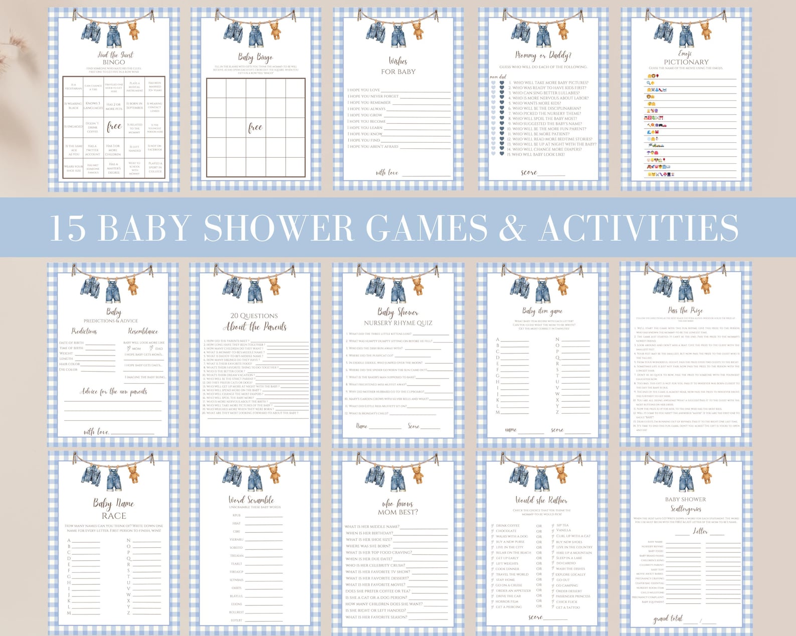 Blue Jean Baby Shower Games,denim Themed Baby Shower Activities,boy ...