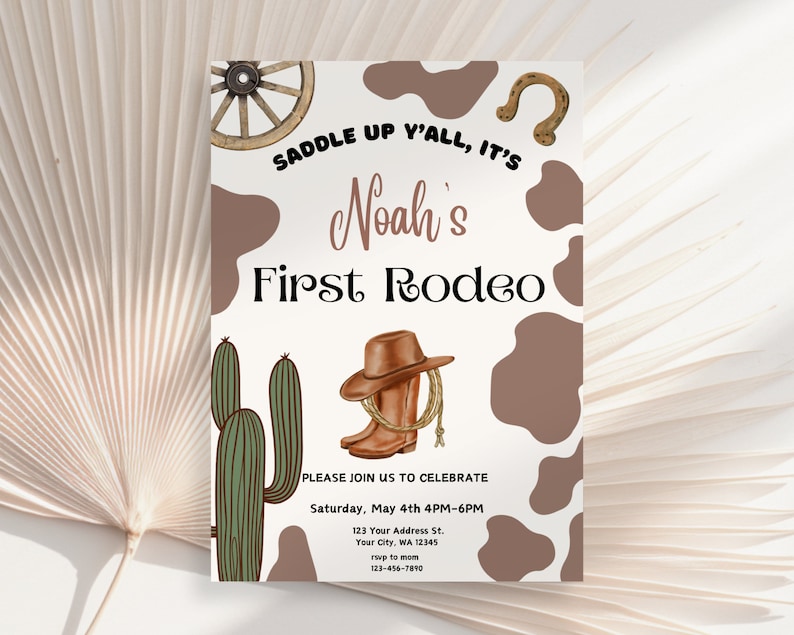 EDITABLE My First Rodeo Birthday Invitation,first Birthday Party Invite ...