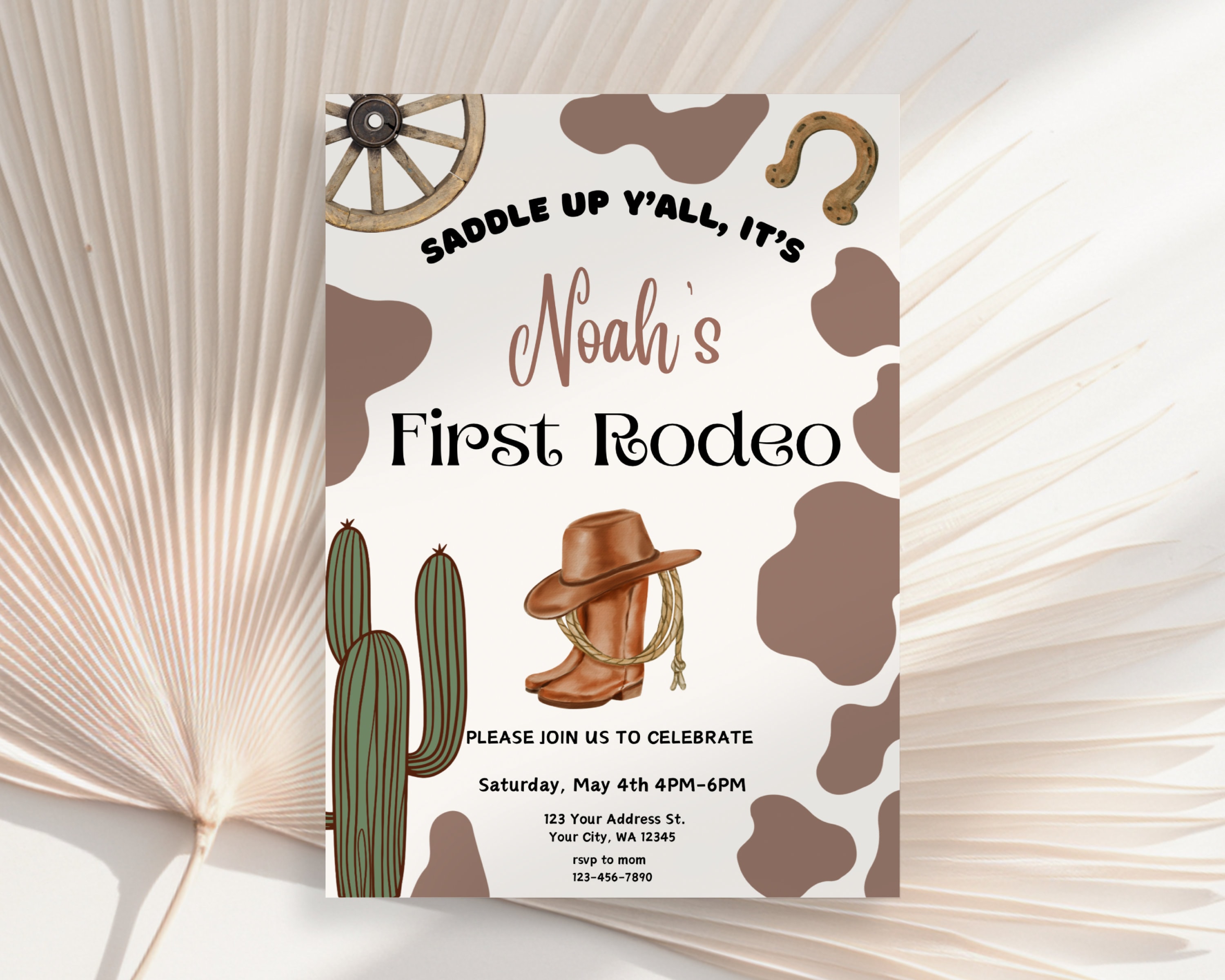 EDITABLE My First Rodeo Birthday Invitation,first Birthday Party Invite ...