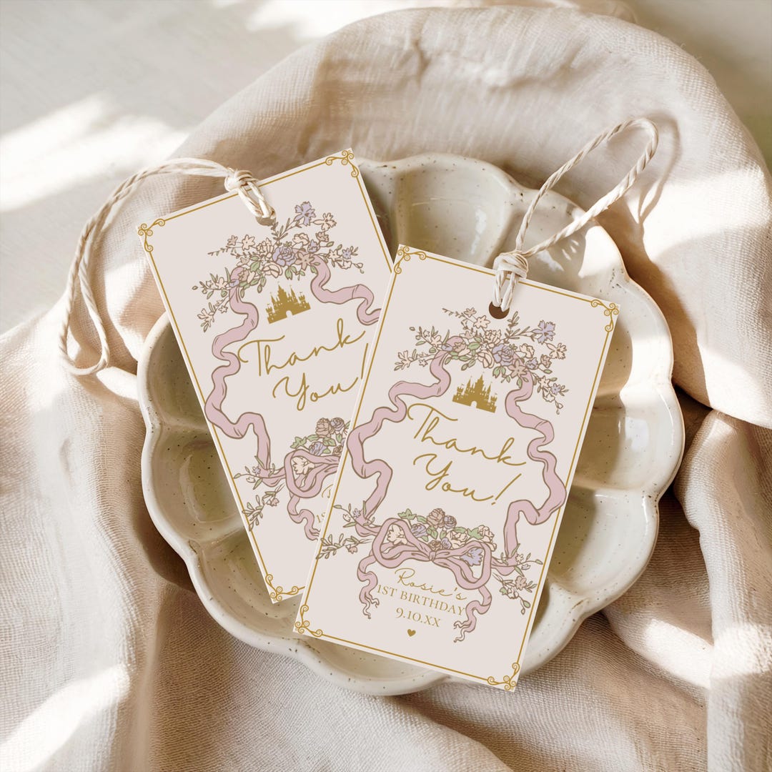Retro Once Upon a Time Birthday Party Thank You Tag,girl Birthday Tag ...