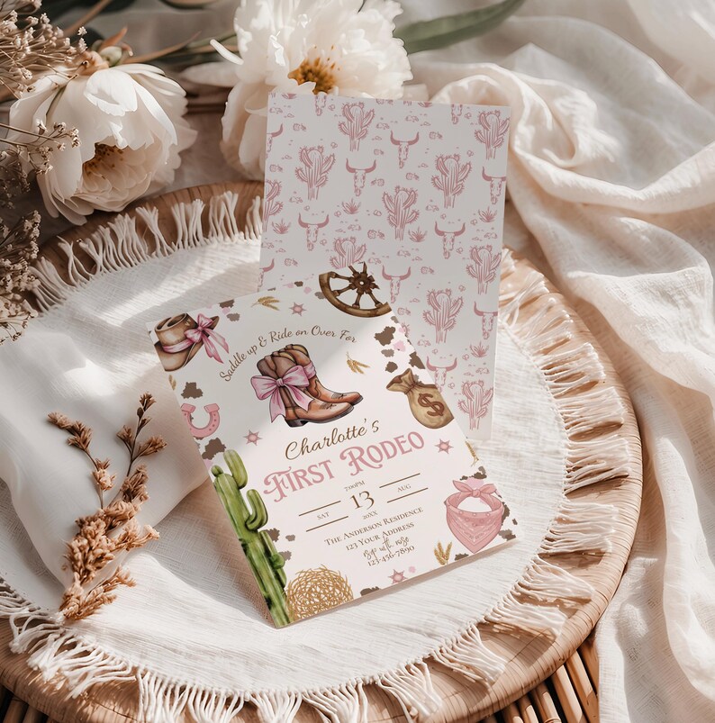 First Rodeo Birthday Party Invitation,cowgirl First Birthday Party ...