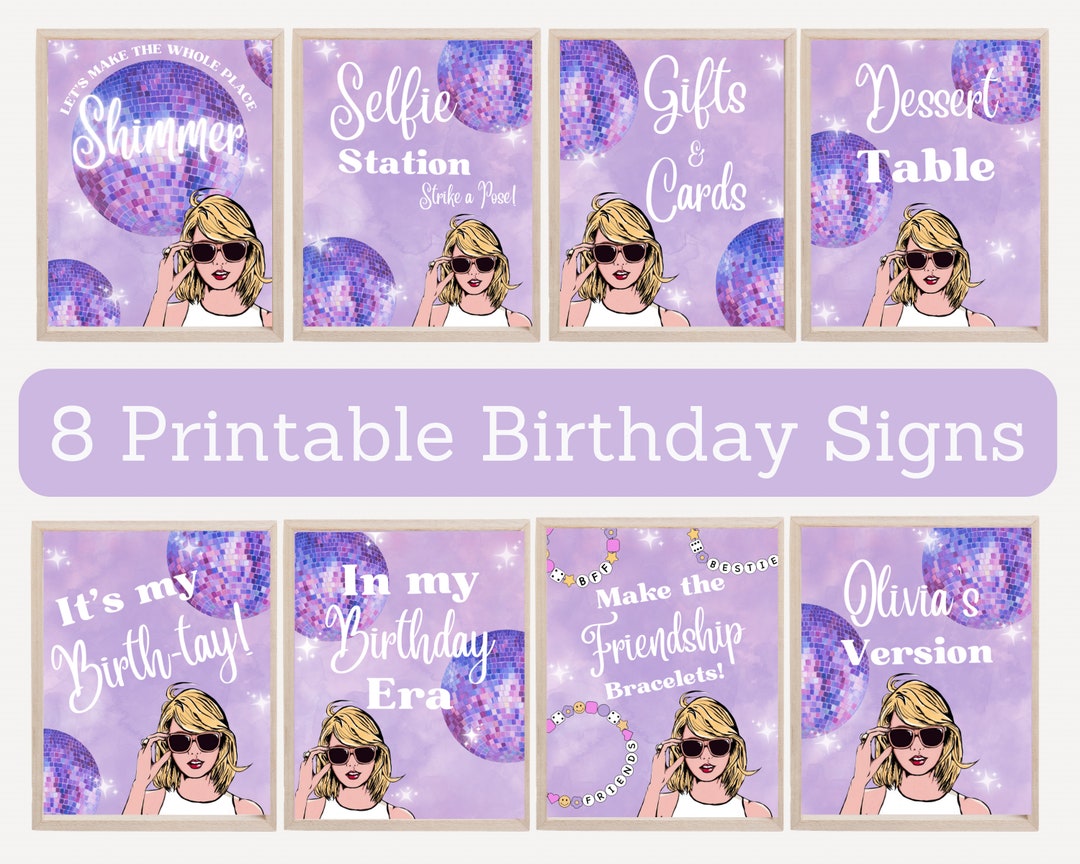 Editable Eras Birthday Posters,eras Birthday Signs,eras Birthday Party ...