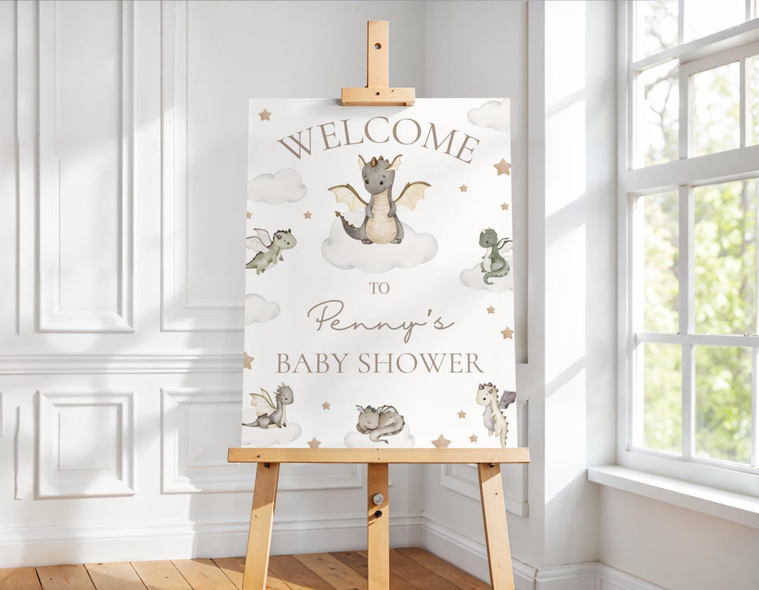 A Little Dragon is on the Way Baby Shower Welcome Sign,magical Baby ...