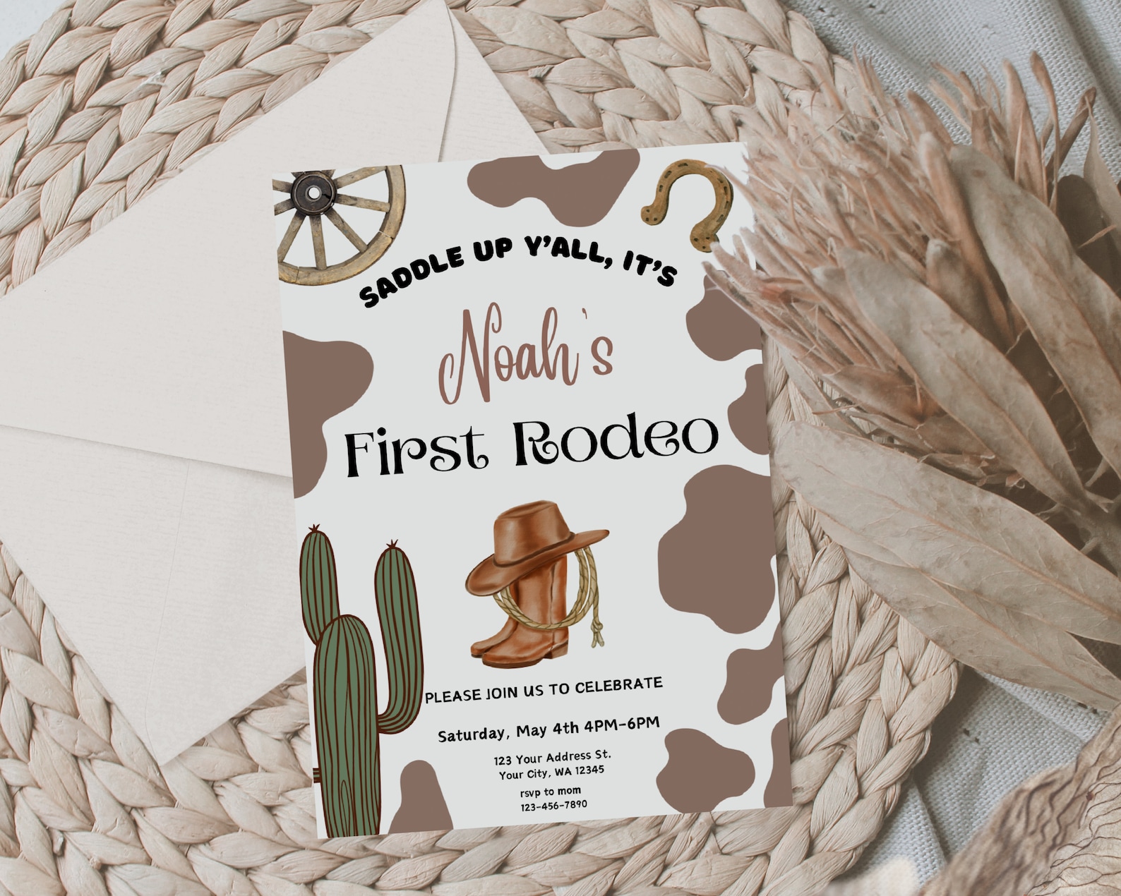 EDITABLE My First Rodeo Birthday Invitation,first Birthday Party Invite ...
