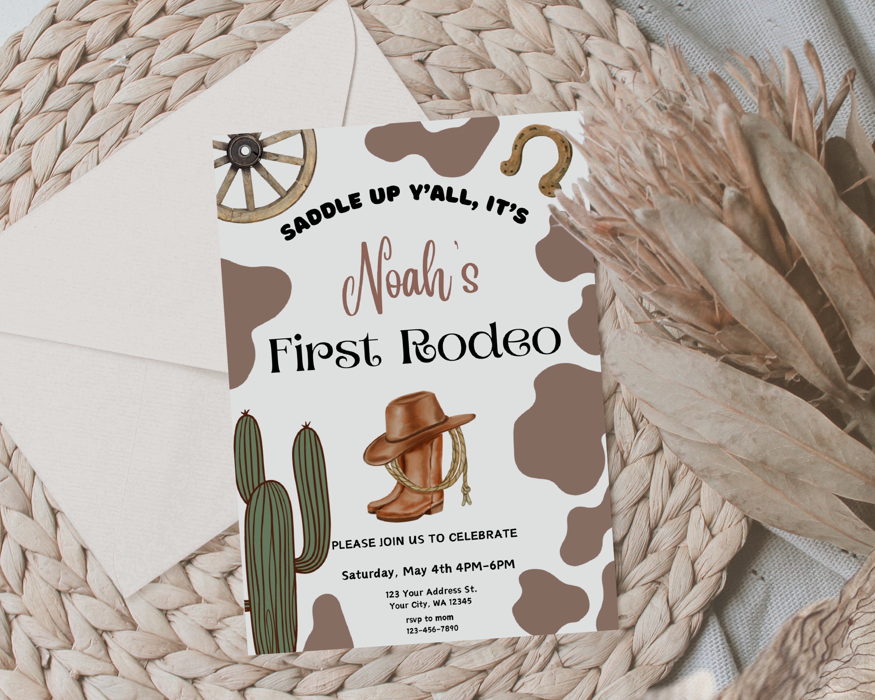 EDITABLE My First Rodeo Birthday Invitation,first Birthday Party Invite ...