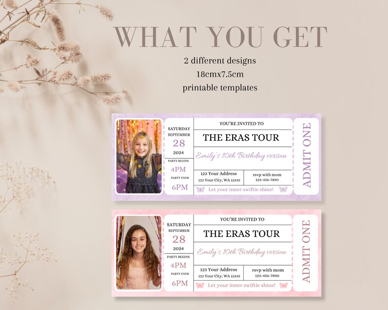 Taylor Era's Tour Ticket Stub, Birthday Invite ,eras Birthday ...