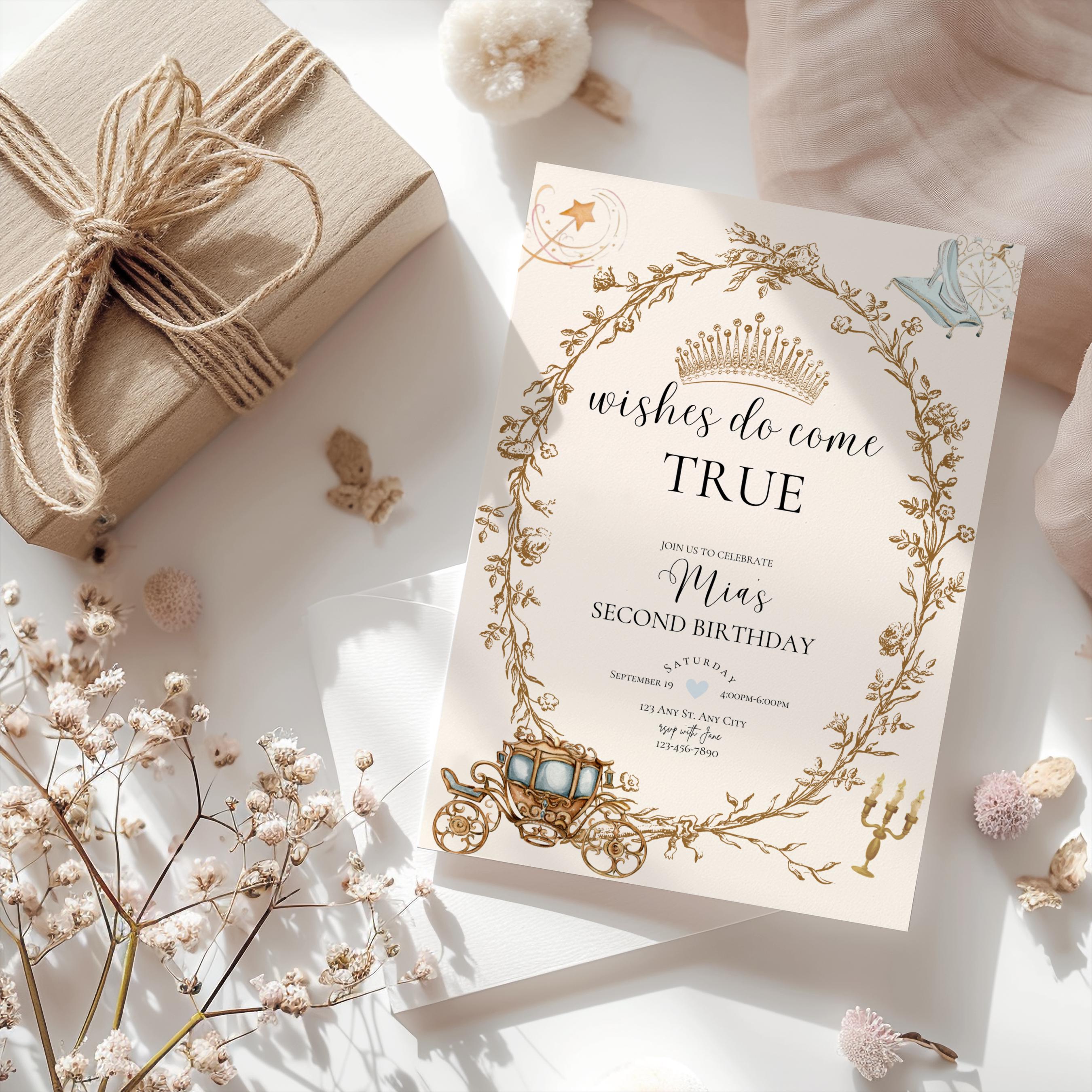 Princess Birthday Party Invitation,wishes Do Come True Invite,once Upon ...