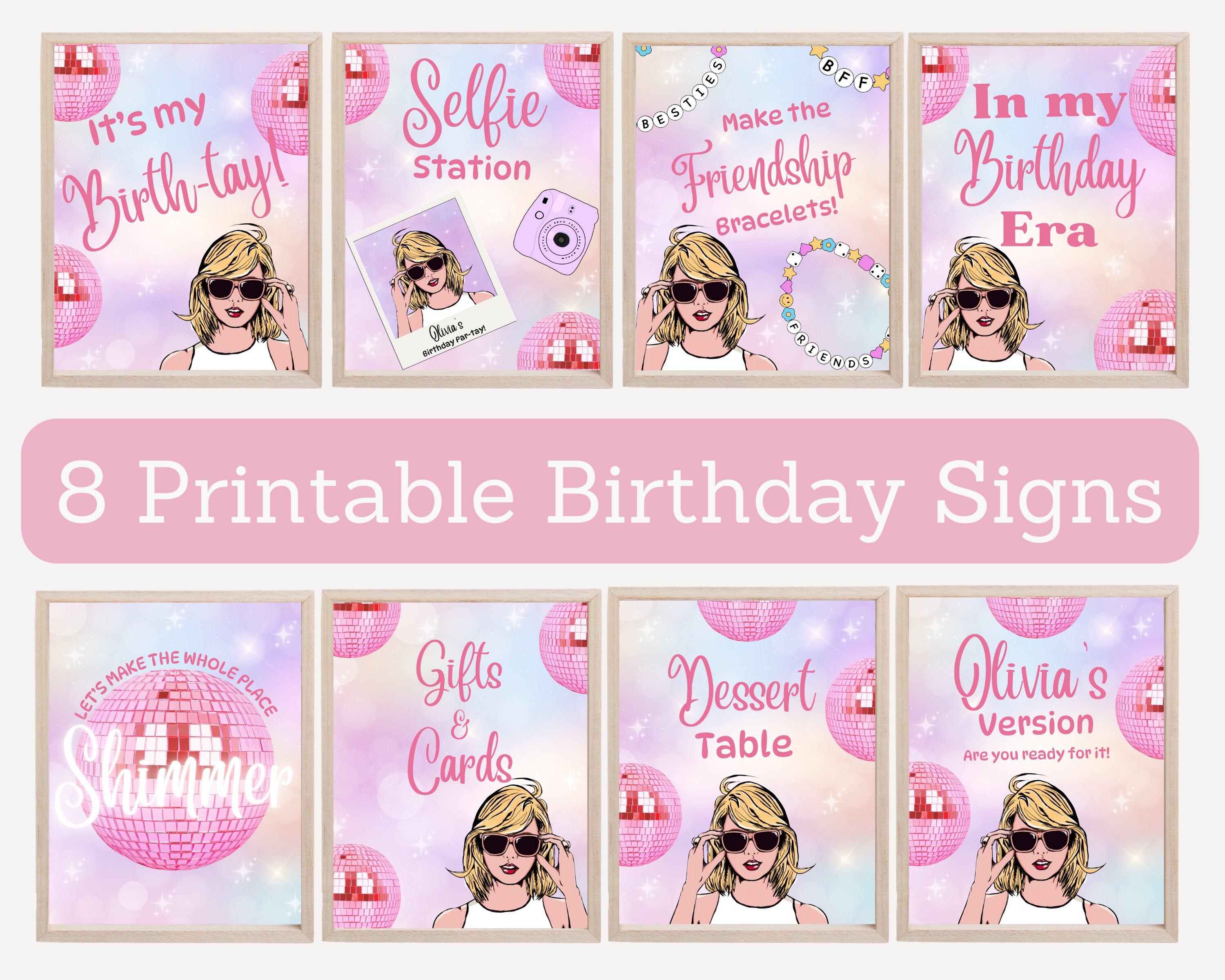 Printable Taylor Birthday Posters,eras Birthday Signs,eras Birthday ...