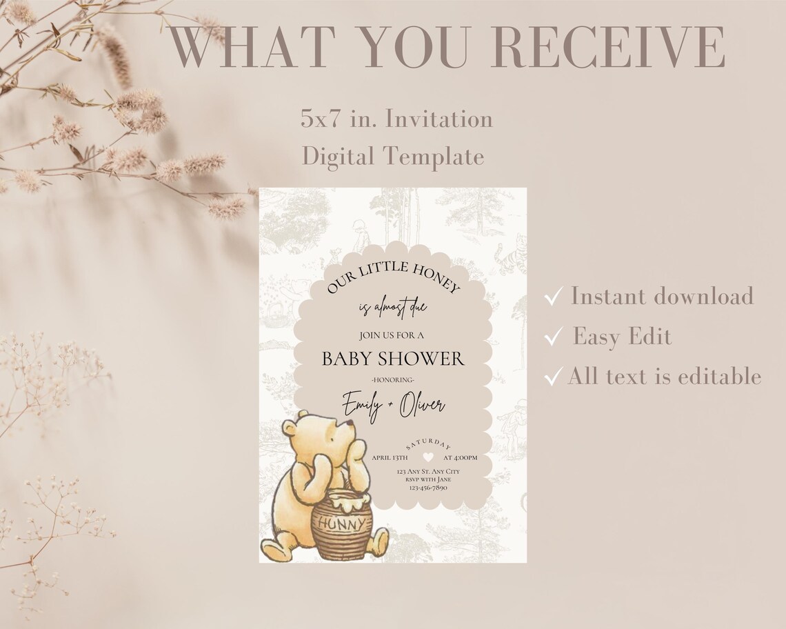 Our Little Honey is Almost Due Baby Shower Invitation,classic Winnie ...
