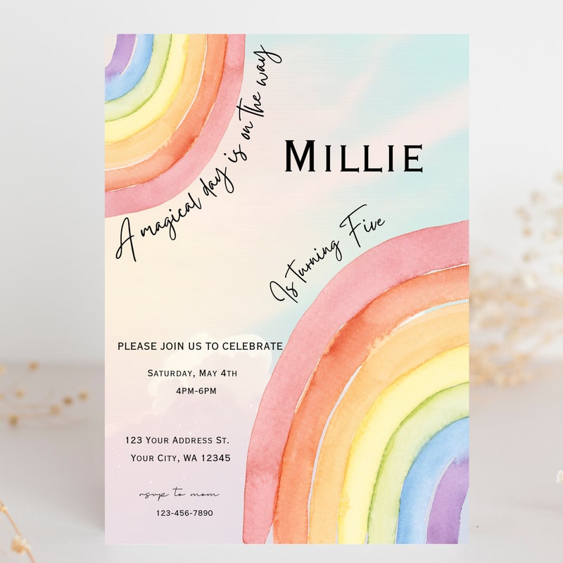 Rainbow Invitation - Etsy
