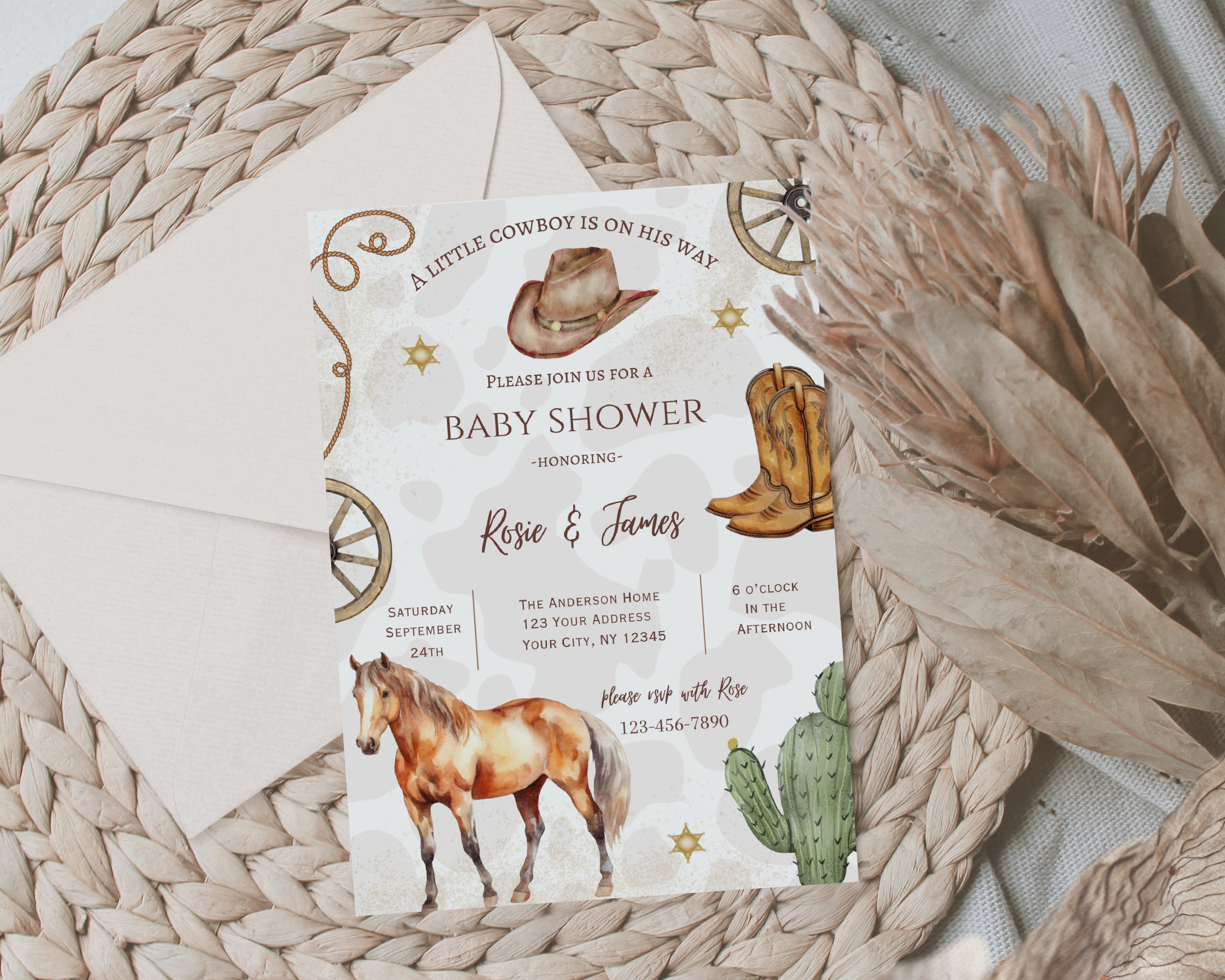 A Little Cowboy is on the Way Baby Shower Invitation,cowboy Baby Shower ...