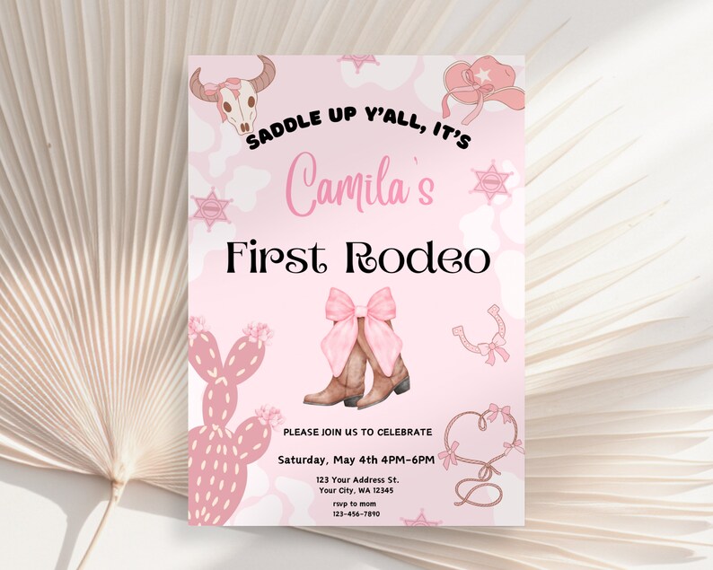 EDITABLE My First Rodeo Birthday Invitation,first Birthday Party ...
