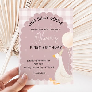 ONE Silly Goose Birthday Party Invitation,first Birthday Party Invite ...