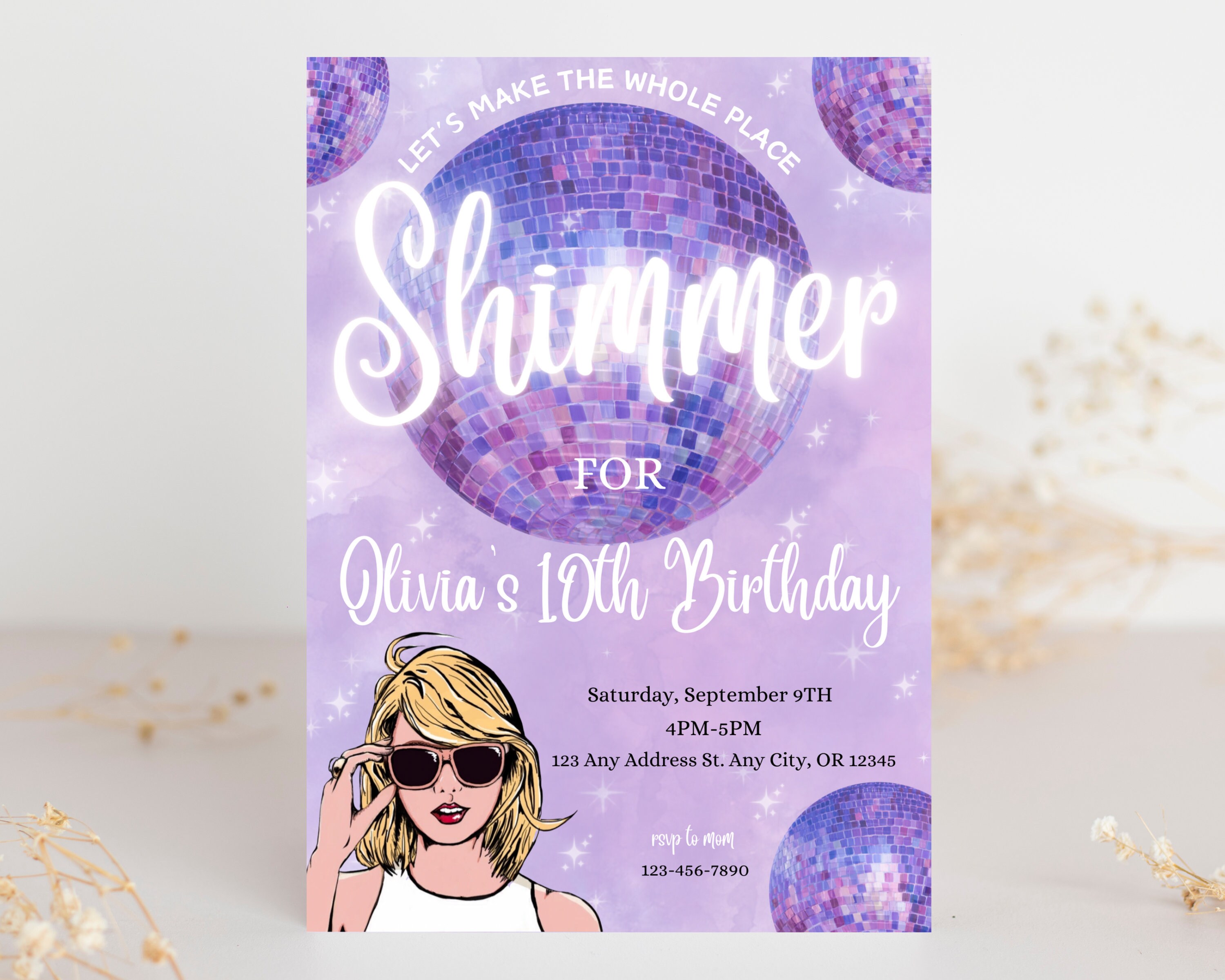 Taylor Birthday Party Invitation Template, Editable Eras Birthday ...