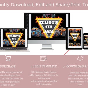 EDITABLE Monster Truck Thank You Tags,monster Jam Thank You Tag,favor ...