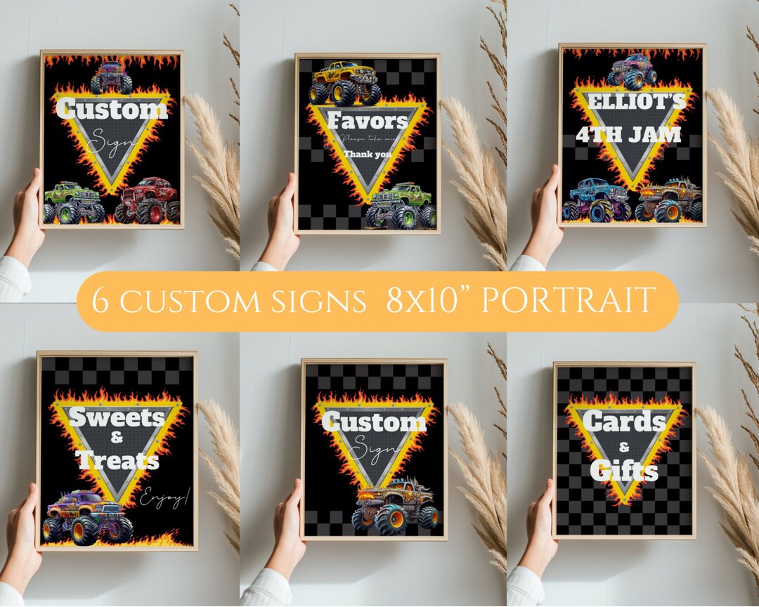 EDITABLE Monster Truck Birthday Signs,trucks Birthday Table Sign ...
