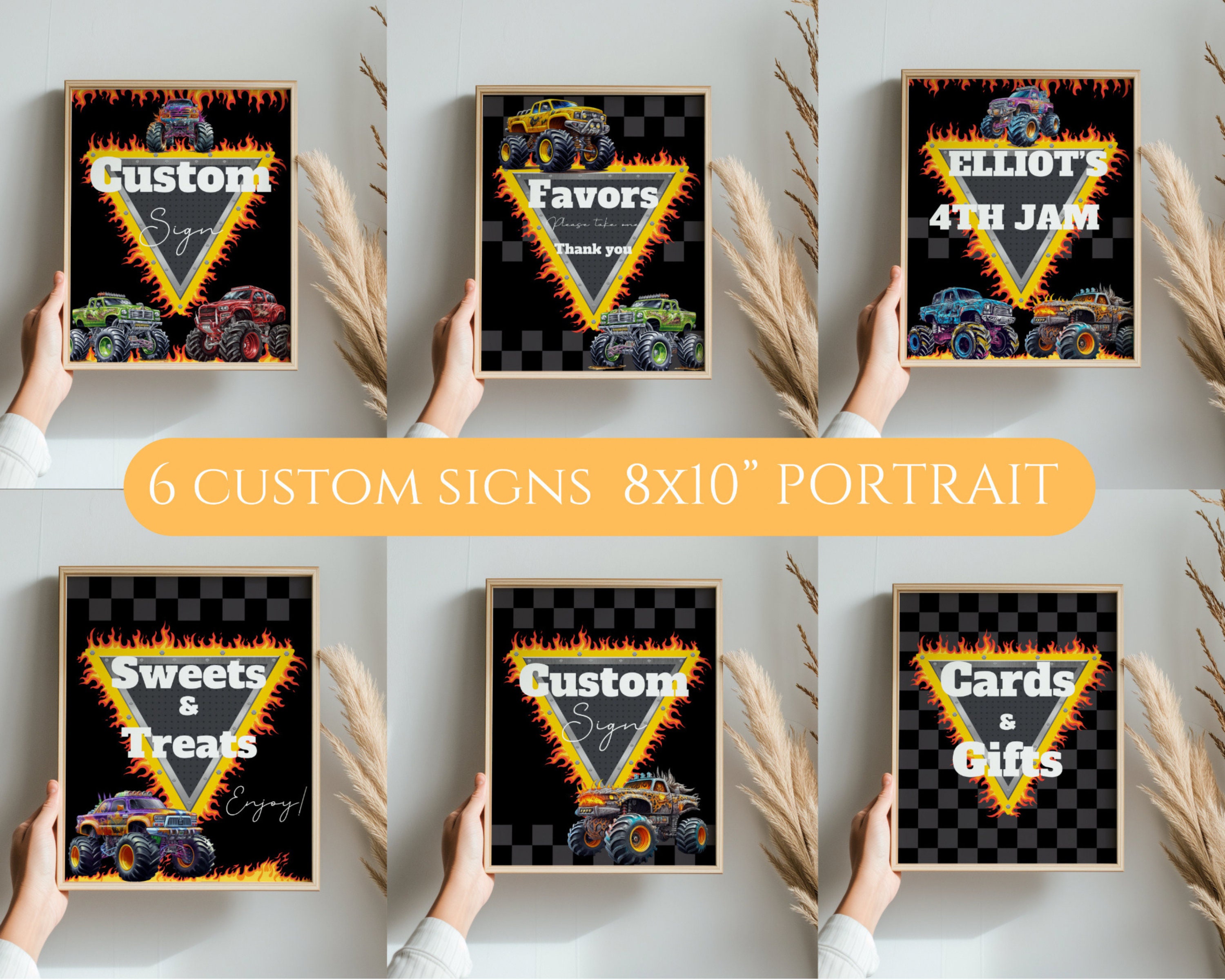 EDITABLE Monster Truck Birthday Signs,trucks Birthday Table Sign ...