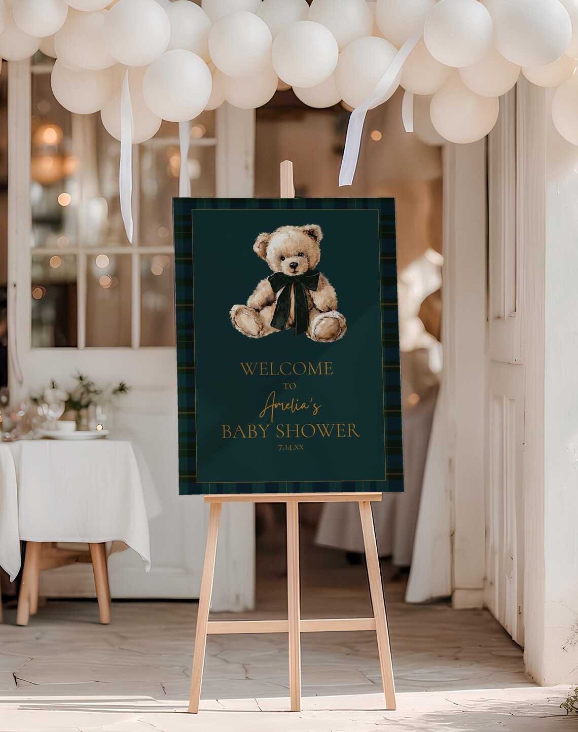 Polo Teddy Baby Shower Editable Welcome Sign,gender Neutral Classic ...