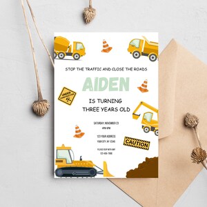 Editable Construction Birthday Invitation Template (digital Download ...