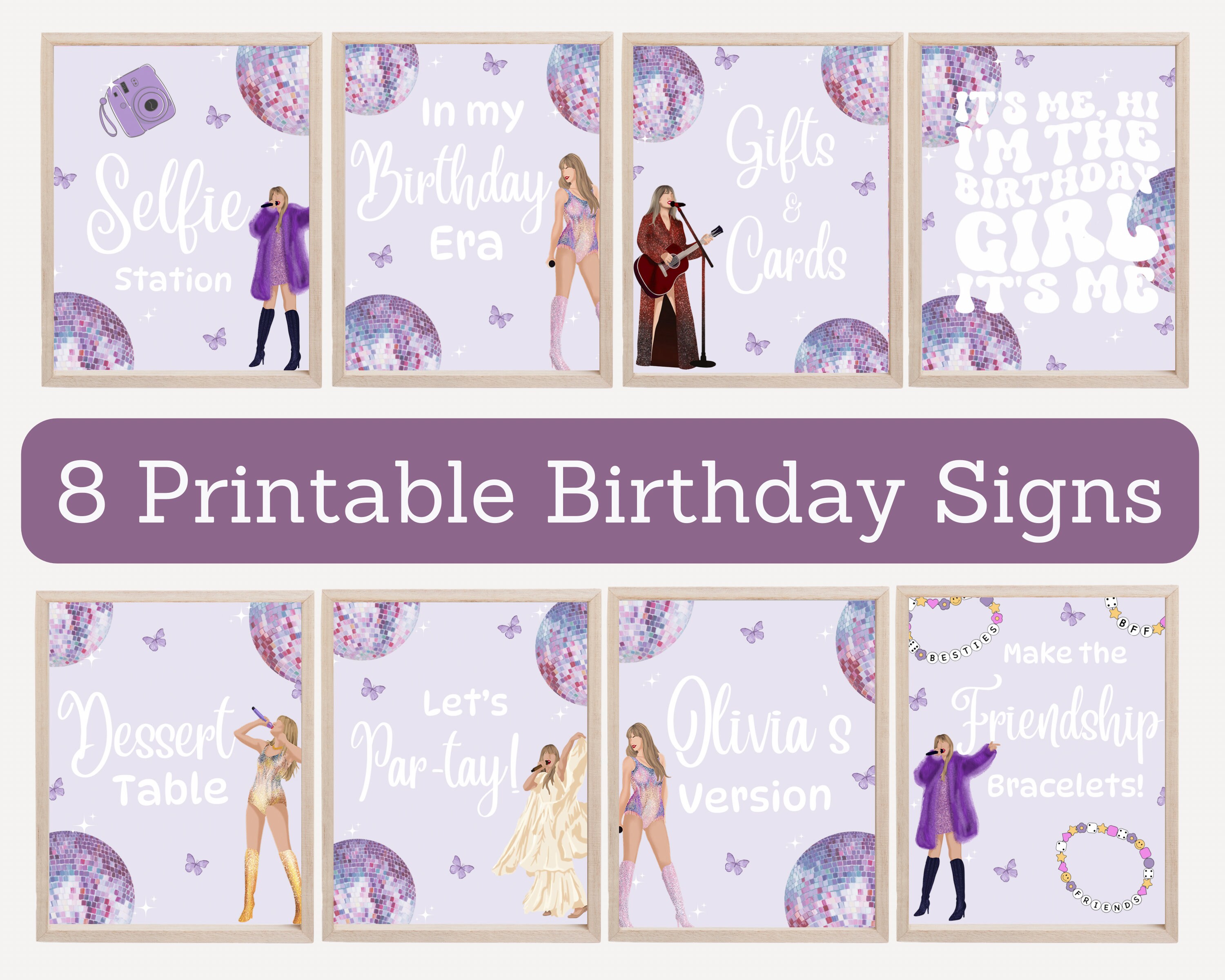 Editable Taylor Birthday Posters,eras Birthday Signs,eras Birthday ...