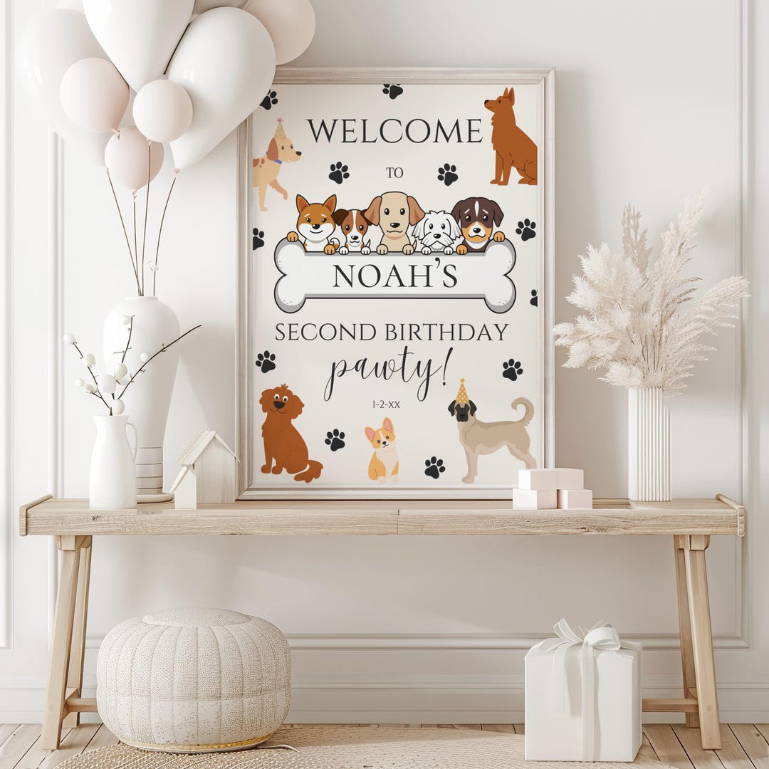 TWO Let the Dogs Out Birthday Party Welcome Sign,dog Birthday Sign ...