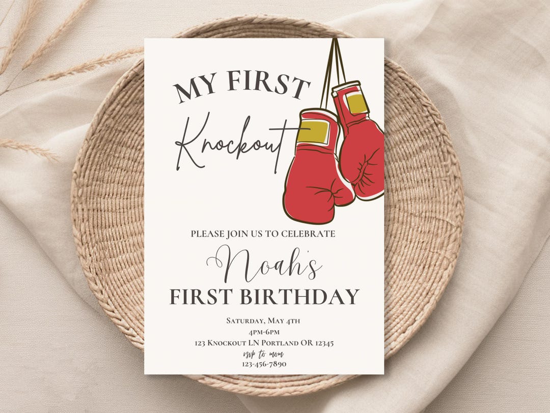 My First Knockout Birthday Party Invitation,boxing Birthday Invite,boy ...